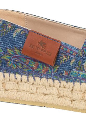 Etro Womens Espadrilles Blue Cotton Flat Shoes