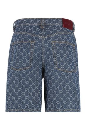Gucci Womens Jacquard Logo Denim Shorts