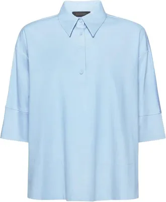 Elena Miro Femme, Blouses et Chemises, Bleu, Taille: 38 FR Blusa in jersey di cotone stretch