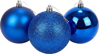 Shatchi 20 cm/3 gro&szlig;e dunkelblaue Weihnachtskugeln, PVC, bruchsicher, gl&auml;nzend, matt, glitzernde Oberfl&auml;che, Weihnachtskugeln, Ornamente, sortiertes Set, Fest
