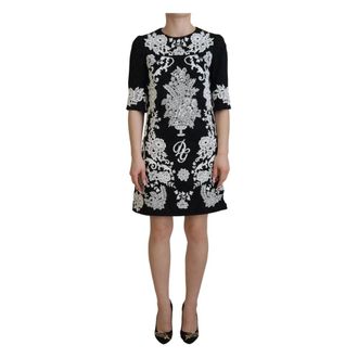 Dolce & Gabbana Femme, Robes, Multicolore, Taille: 38 FR Robe Mini A-Line Noire &Eacute;l&eacute;gante avec Bordure en Dentelle