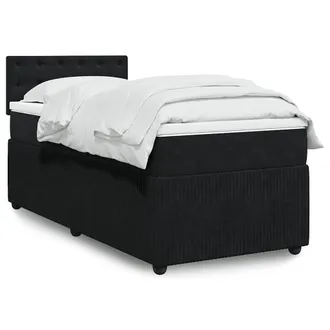 vidaXL Giroletto A Molle Con Materasso Nero 80x200 Cm In Velluto - Vidaxl