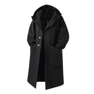Generic Manteau Homme Hiver Long,Manteau trench mi-long &agrave; capuche pour lautomne - d&eacute;contract&eacute;e ample et confort quotidien id&eacute;al pour les sorties et le bureau 