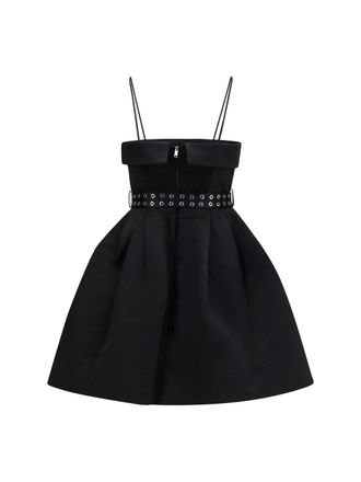 Ganni Womens Dress Short Satin Full Skirt Black Polyester