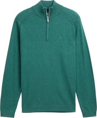 Tom Tailor Herren 1047569 Troyer Strickpullover mit Logo-Stickerei, 38681-Jasper Green Melange, XL