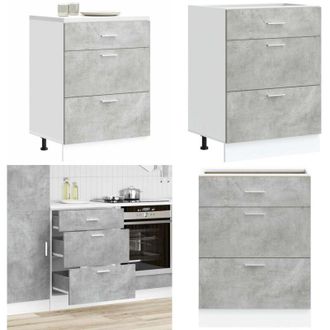 vidaXL Vidaxl - Armoire de cuisine gris b&eacute;ton bois ding&eacute;nierie