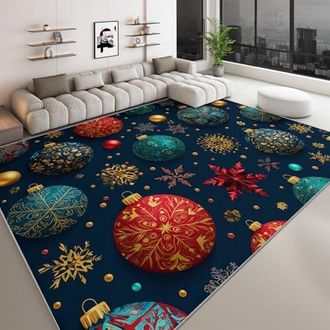 Generic Tapis Lavable &agrave; Poils Courts, Tapis Antid&eacute;rapant Doux No&euml;l 3D G&eacute;om&eacute;trique Sph&egrave;re pour Salon Salle &agrave; Manger Chambre &agrave; Coucher et Bureau - D&eacute;coration Ma