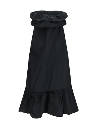 Saint Laurent Womens Sleeveless Country Dress Technical Canvas Noir Polyester; Cotton