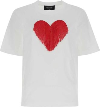Dsquared2 Femme, Tops, Blanc, Taille: 36 FR T-Shirt en coton