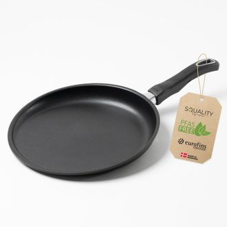 Squality Premium Crepe Pfanne Induktion PFAS frei 28 cm - Antihaft Pancake Pfanne beschichtet aus D&auml;nemark | Crepe Pan induktionsgeeignet | Pancake Pan ergonom