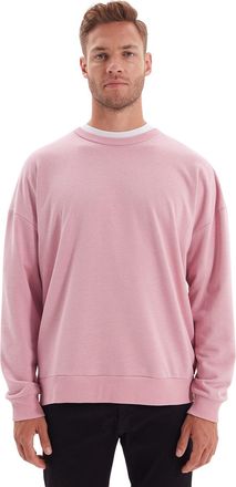 Trendyol Trendyol Man Basic Oversize Standard Crew Neck Knit Sweatshirt Pink