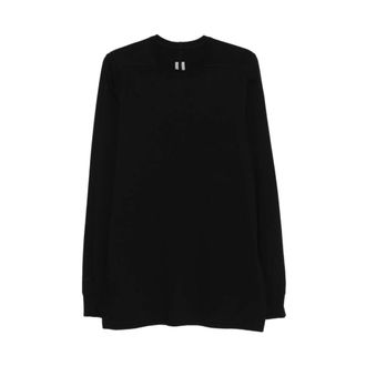 Rick Owens Schwarzes Langarm Rundhals Baumwoll T-Shirt - - Tops - Herren - Schwarzk - L