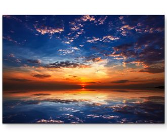 Paul Sinus Art Leinwandbilder | Bilder Leinwand 120x80cm Spiegelung vom Sonnenuntergang im Wasser