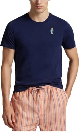 Polo Ralph Lauren Homme, Tops, Bleu, Taille: 2XL Ensemble de pyjama en jersey &agrave; manches courtes et tiss&eacute; ray&eacute;