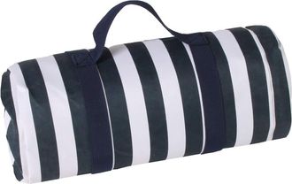 Les Jardins de la Comtesse Rechteckige Picknickdecke XL Marine - Picknickdecke aus Baumwolle mit Wasserabweisender Rückseite/Polyester - Blau und Weiß - Auch für Gartentisch - 1