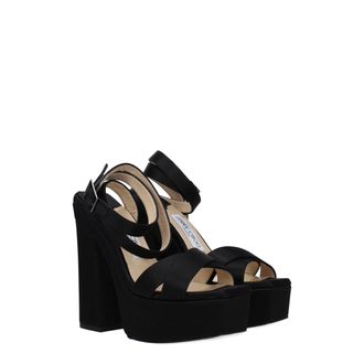 Jimmy Choo London Womens Black Satin Platform Sandals