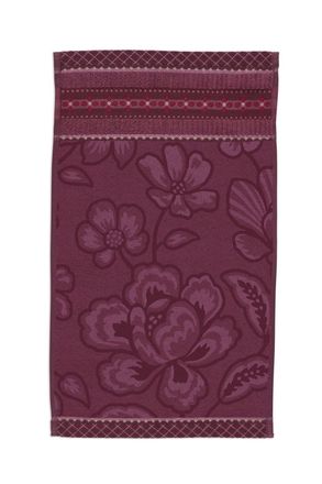 Pip Studio G&auml;stehandtuch Set/3 Jasmin Jacquard Dunkelrosa 30x50cm