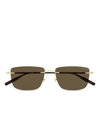 Montblanc lunettes de soleil &agrave; monture rectangulaire - Or