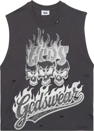 GCDS Riders &Auml;rmelloses T-Shirt - - Tops - Herren - Grau - S