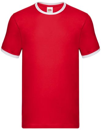 Fruit Of The Loom Valueweight Ringer T Herren T-Shirt, Farbe:rot/wei&szlig;, Gr&ouml;&szlig;e:2XL