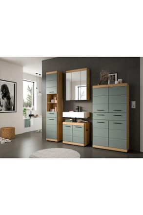 MID.YOU Mid.you Badezimmer, Eiche Artisan, Kunststoff, 4-teilig, 12 F&auml;cher, 2 Schubladen, Badezimmer, Badm&ouml;belsets & Badm&ouml;belserien, Badm&ouml;bel-Sets