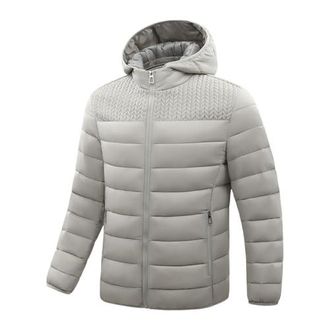 Generic Doudoune légère et isolante pour homme, coupe-vent avec fermeture éclair, pour entraînement par temps froid, vie quotidienne, gris, XXL