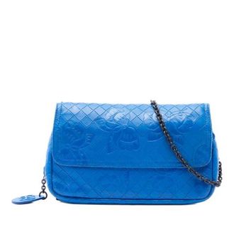 Bottega Veneta Sac bandouli&egrave;re en cuir gaufr&eacute; Pre-owned - Femme - Pre-owned - Bleu - Taille: ONE Size