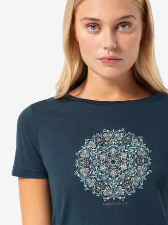 super.natural Print-Shirt Merino T-Shirt W ORNAMENT TEE l&auml;ssiger Merino-Materialmix