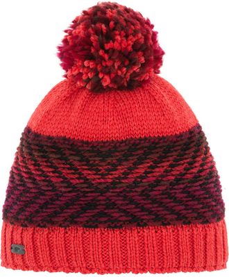 Eisbär Damen Mütze Soraya Pompon, corallerot/rotmele, one Size, 30659 - Moderne Wintermütze mit flauschigem Wollpompon, mit atmungsaktiven und wärmenden Inne
