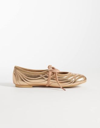 JW PEI Erika - Ballerines &agrave; lacets et surpiq&ucirc;res - Dor&eacute;-Neutral