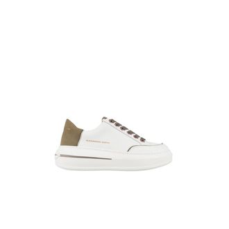 Alexander Smith Lancaster Frau in wei&szlig;em Leder und Ferse in milit&auml;rischem gr&uuml;nem Wildleder - - Shoes - Damen - Wei&szlig; - 39 EU