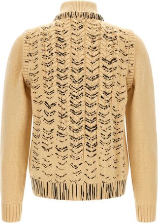 Maison Margiela Virgin Wool Perforated-Knit Cardigan - Beige