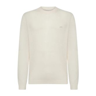 Sun 68 Weicher Wollpullover Moderner Schnitt Logo - - Knitwear - Herren - Beige - M