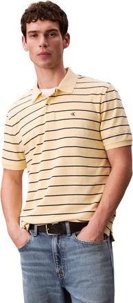 Calvin Klein Herren Ss Striped Pique Monogram Polo Lv04rf216g Polos, White (Anise Flower), M