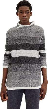 Tom Tailor Herren Strickpullover mit Streifen 1033774, 30904 - Grey Black Color Flow, L