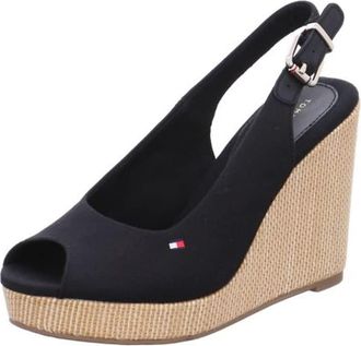 Tommy Hilfiger Damen Wedge Espadrilles Iconic Elena Sling Back Wedge Keilabsatz, Schwarz (Black), 41 EU