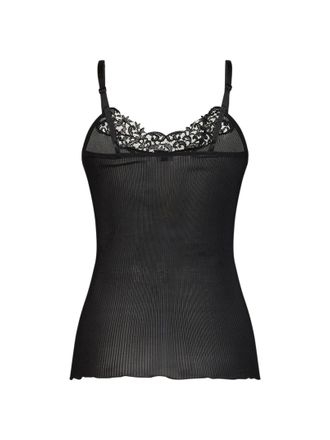 Saint Laurent Womens Tank Top Silk Ribbed Black