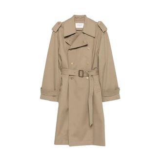 Saint Laurent Trenchcoat mit Doppelreiher und G&uuml;rtel - - Coats - Damen - Beige - S