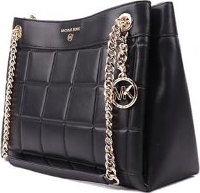 Michael Kors Sac fourre-tout pour femme - Modèle « SUSAN » - Sac à bandoulière - Noir - 32 x 24 x 12 cm (l x H x P) - Logo MK matelassé - Pour femme, Noir, Taille 