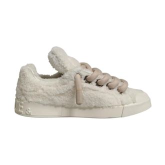 Dolce & Gabbana Homme, Chaussures, Blanc, Taille: 43 EU Baskets basses en fausse peau de mouton