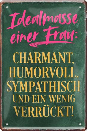 Generic Blechschild Idealmasse einer Frau Charmant Humorvoll 20x30cm Geschenk Lustige Spr&uuml;che Feier Vintage Retro Geburtstag Deko Party &Uuml;berraschung Fan Sex A
