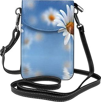 IUBBKI Sac à main pour téléphone portable marguerite blanche - petit portefeuille en cuir à bandoulière pour femmes, sac à bandoulière, carte de transport, c