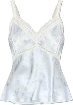 LoveShackFancy Loveshackfancy, Femme, Tops, Bleu, Taille: 38 FR Lirena Silk Top