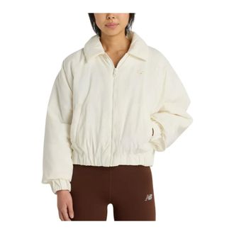 New Balance Femme, Vestes, Beige, Taille: 40 FR Veste Bomber Tiss&eacute;e