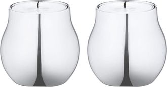 Georg Jensen Teelichthalter, 2 Stück, aus spiegelnd poliertem Edelstahl, Cafu-Kollektion