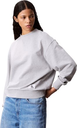 Calvin Klein Damen Sweatshirt Badge Logo Terry mit Rundhalsausschnitt, Grau (Heroic Grey Heather), XS