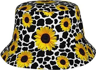 Generic Anti-UV Chapeau de Soleil Motif de Vache Tournesol Chapeaux de Visière Imprimé Bonnet de Soleil pour Hommes Chasse Plage