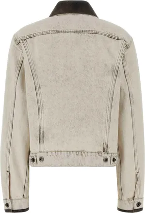 Miu Miu Womens White Denim Jacket Bianco Exterior: Cotton Giubbini