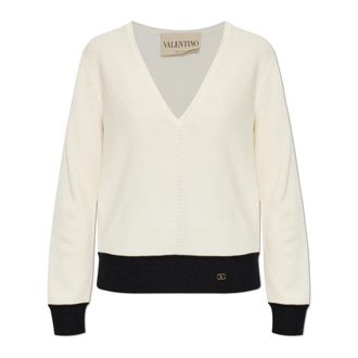 Valentino Garavani V-Ausschnitt Pullover - - Knitwear - Damen - Beige - L