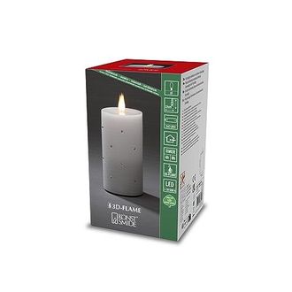 Konstsmide LED Echtwachskerze, weiß, mit 3D Flamme und Kristallen, mit 4h und 8h Timer, 1 flackernde warm weiße Diode, batteriebetrieben, Innen, 2 x C 1.5V (exkl